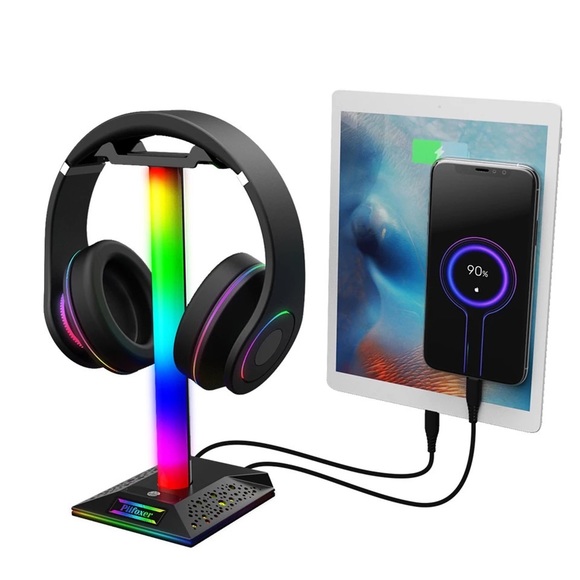 Headphones | New Rgb Gaming Headphone Stand Dual Usb | Poshmark